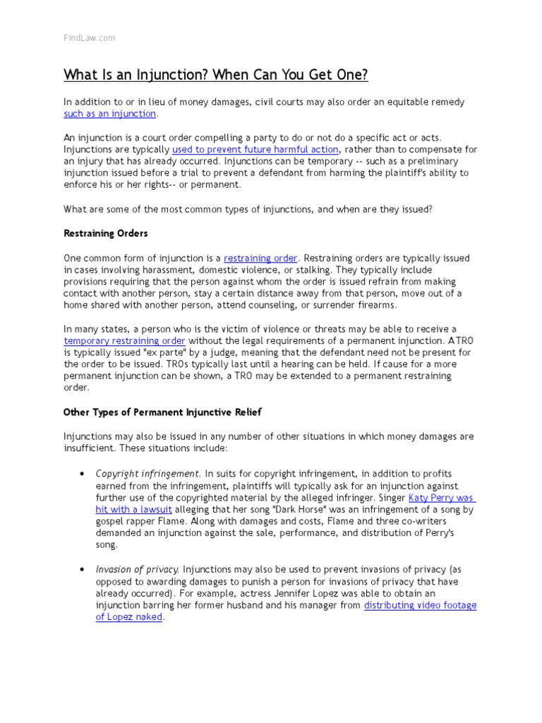 Understanding Injunctions and Their Uses | PDF | Restraining Order ...
