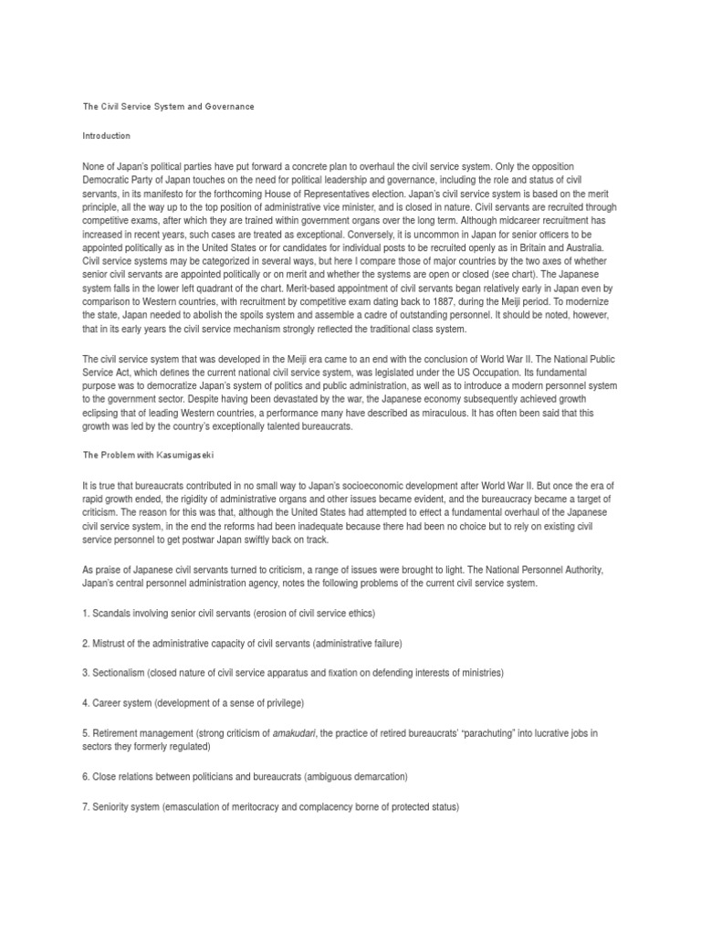 The Civil Service System and Governance | PDF | Civil Service | Cabinet ...