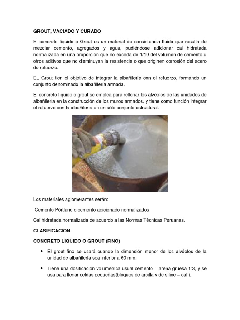 Grout | PDF | Hormigón | Cemento