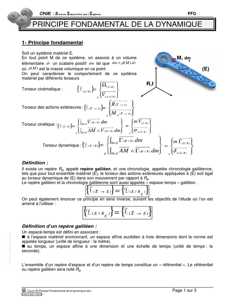 Principe Fondamental de la Dynamique | PDF | Centre d'inertie ...