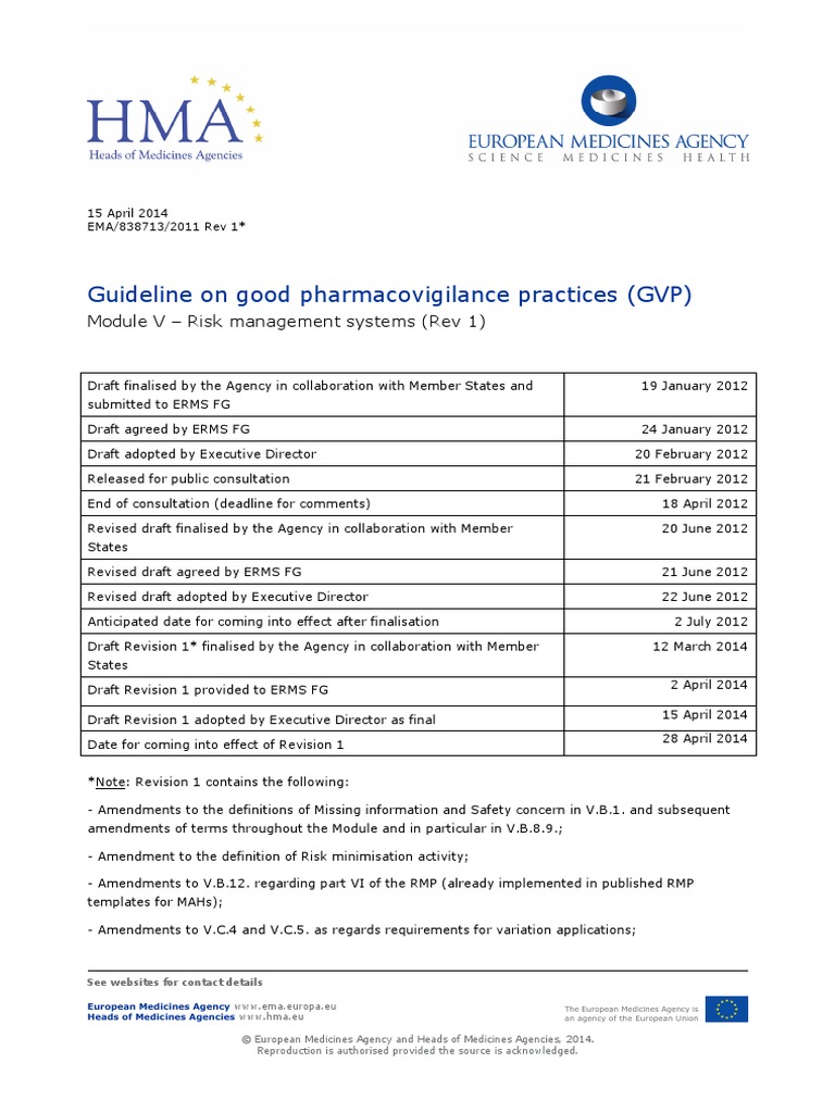 Guideline on good pharmacovigilance practices (GVP) | Pharmacovigilance ...