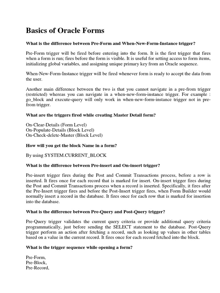 Basics of Oracle Forms | PDF | Pl/Sql | Subroutine