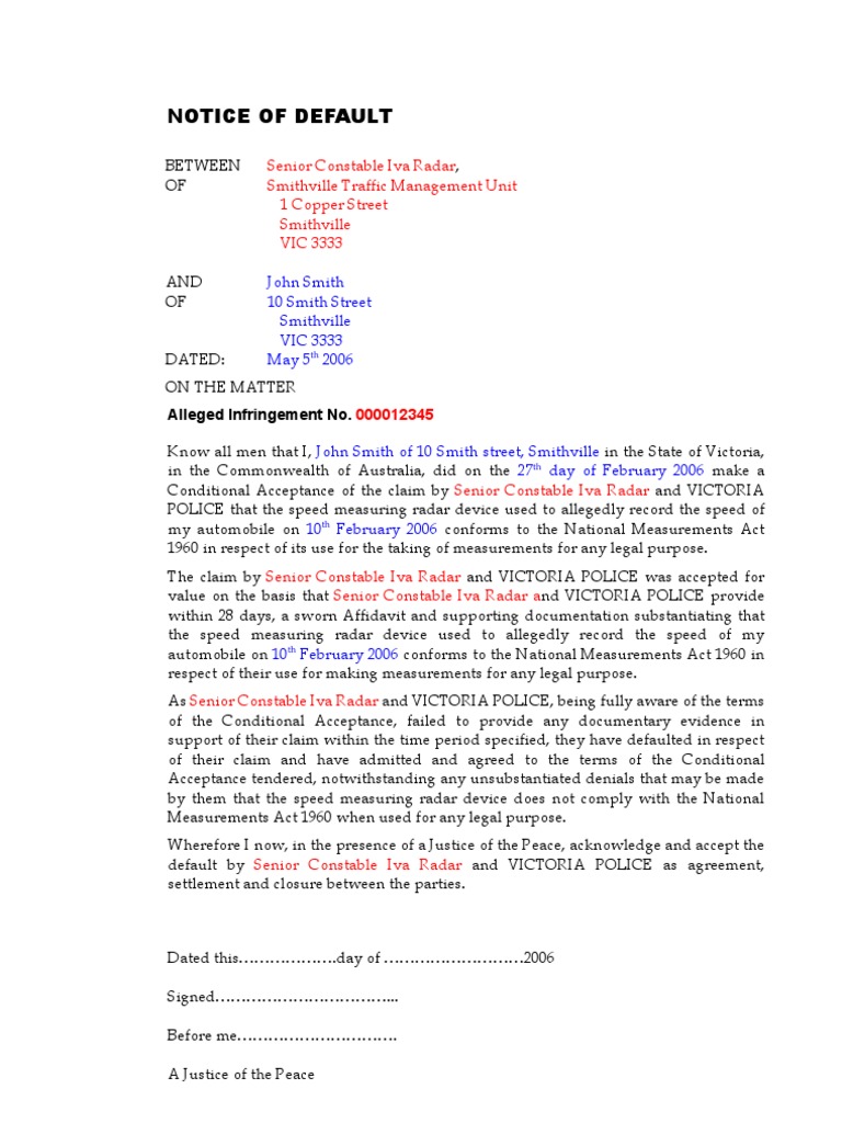 Notice of Default Letter No 2 | PDF