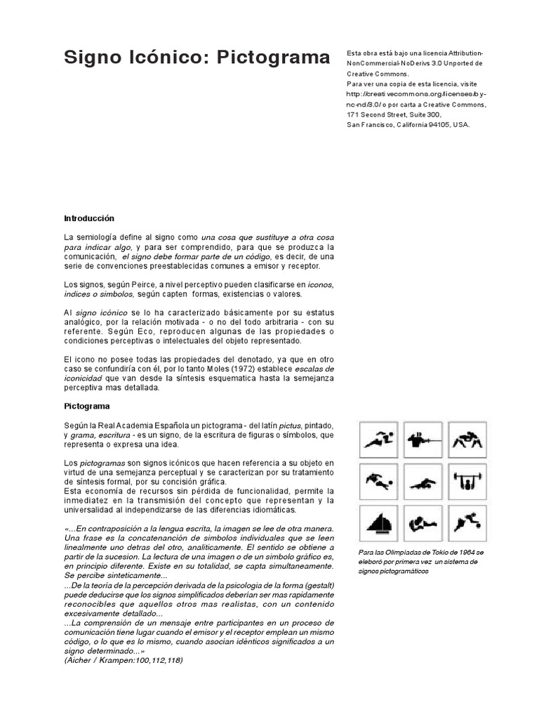 Signo Icónico: Pictograma | PDF | Imagen | Comunicación