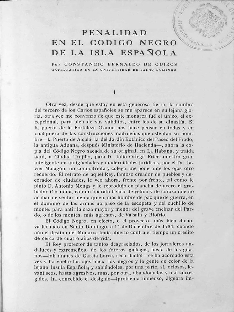 Penalidad en El Codigo Negro de La Isla Española PDF | PDF | Esclavitud ...