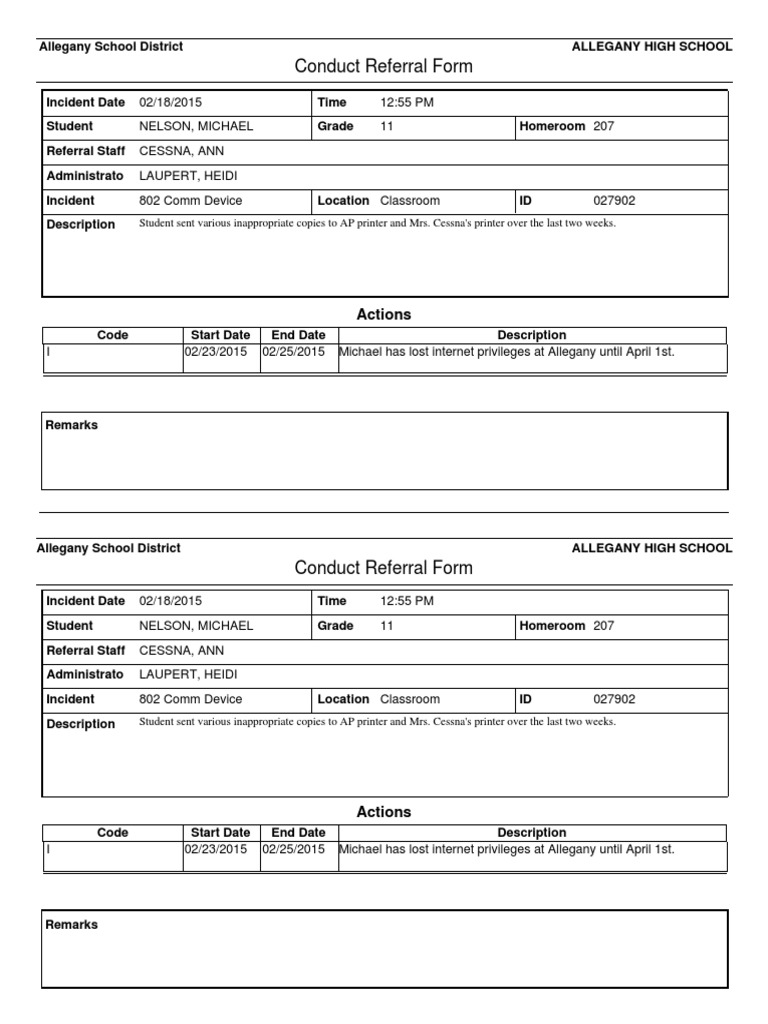 Office Referral Conduct Report | PDF | Career & Growth
