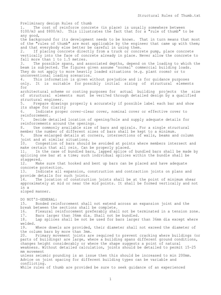 Structural Rules of Thumb | PDF | Truss | Beam (Structure)