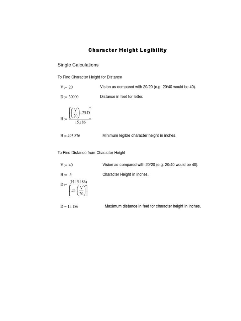 Character Height and Legibility Distances | PDF | Teaching Methods ...