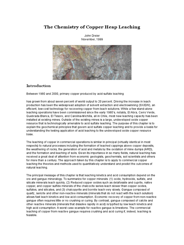 The Chemistry of Copper Heap Leaching | PDF | Dissolution (Chemistry ...