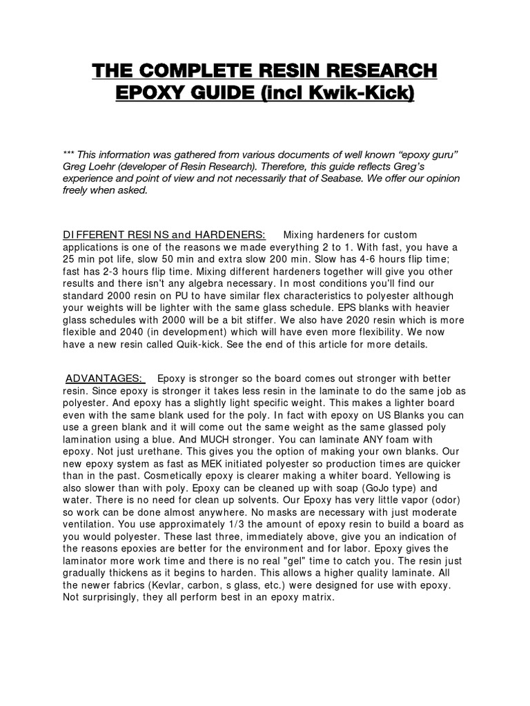 The Complete Resin Research Epoxy Guide | PDF | Epoxy | Adhesive