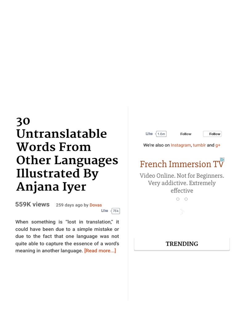 ''30 Untranslatable Words From Other Languages'' | PDF | Linguistics ...