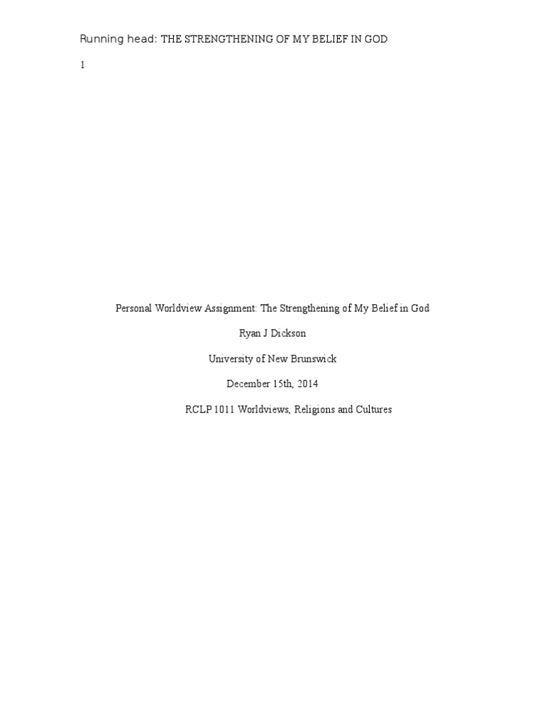 Personal Worldview Assignment | PDF | Free Will | God