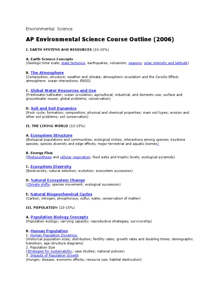 Environmental Science Course Outline | Ecology | Ecosystem