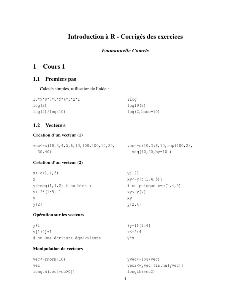 Exercices Corrigés Avec R | PDF | Mathématiques appliqués | Domaines de ...