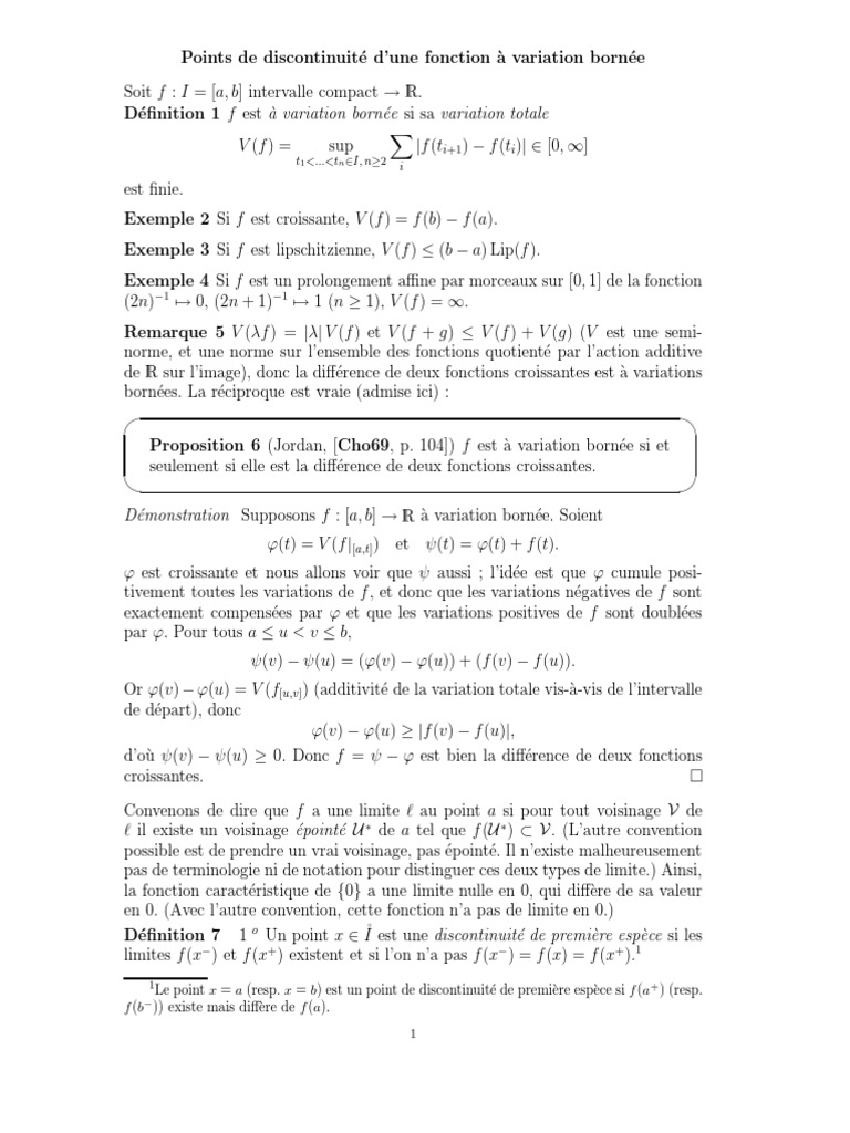 Points de discontinuité d'une fonction bornée | PDF | Fonction monotone ...