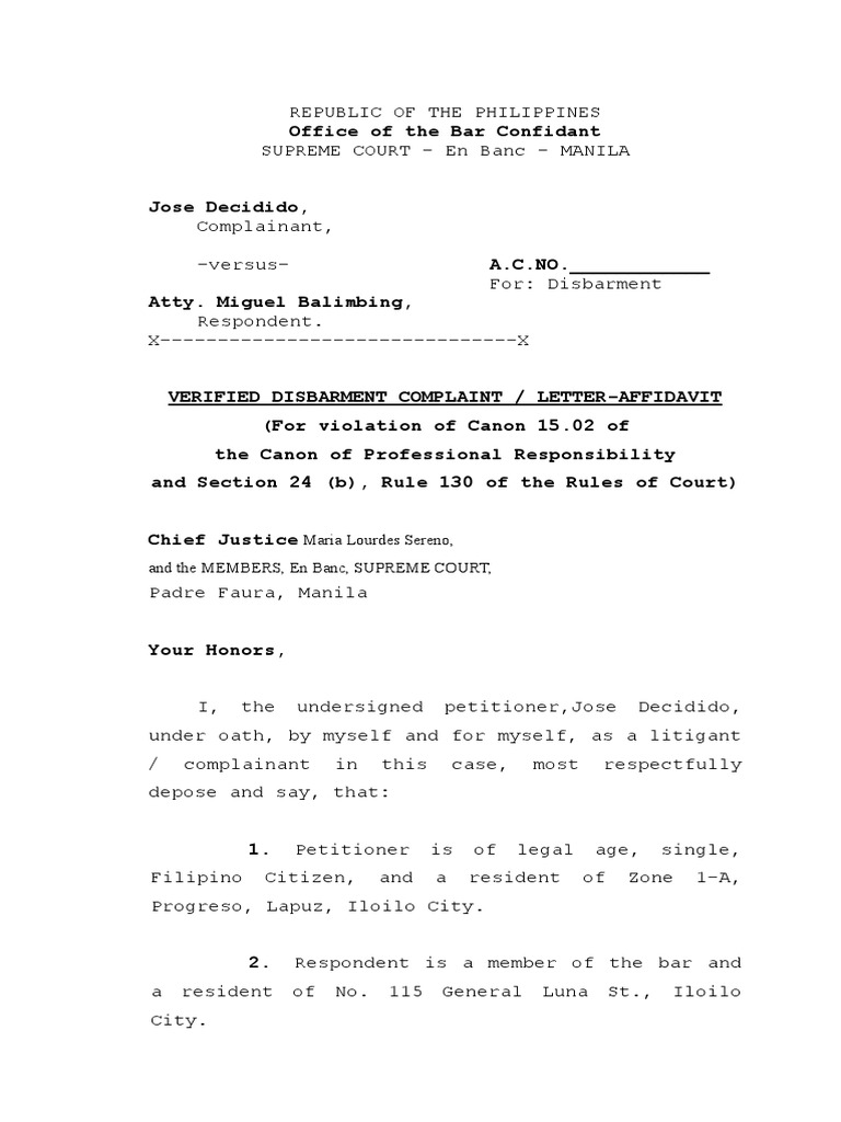 Administrative Complaint | PDF | Complaint | Lawyer