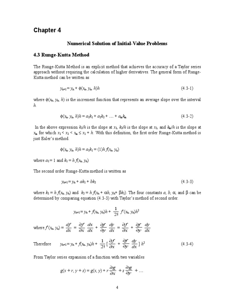 Numerical Solution of Initial-Value Problems 4.3 Runge-Kutta Method | PDF | Ordinary ...