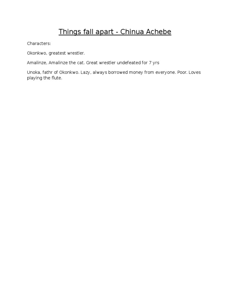 Characters in "Things Fall Apart" | PDF