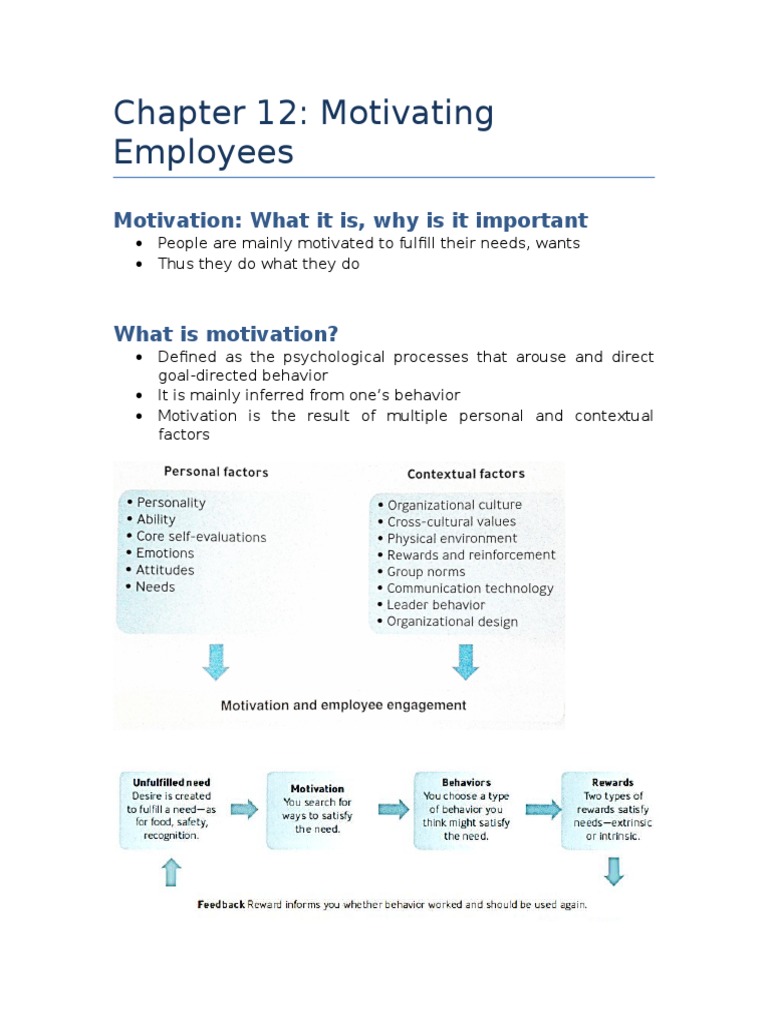 MNO Chapter 12 - Motivating Employees | PDF | Motivation | Motivational