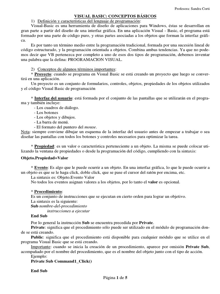 Visual Basic: Conceptos Básicos | PDF | Ventana (informática) | Básico