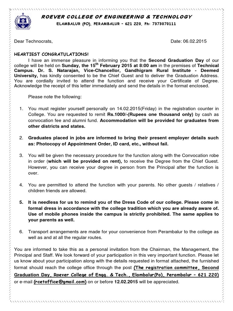 Convocation Letter 15 | PDF | Business