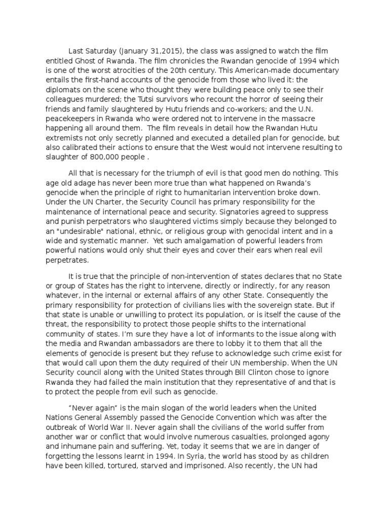 Ghost of Rwanda Reflection | PDF | Genocides | Rwanda