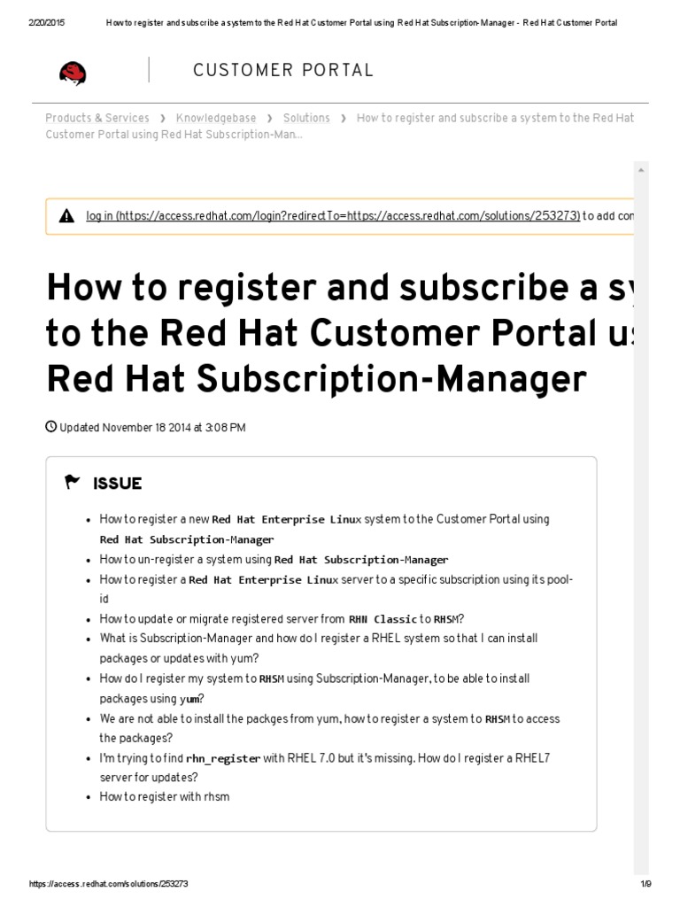 How To Register and Subscribe A System To The Red Hat Customer Portal ...