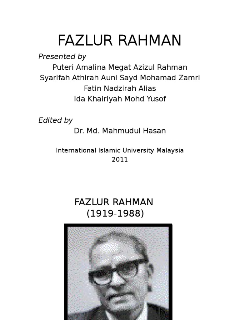 Fazlur Rahman: Life and Legacy | PDF | Philosophy