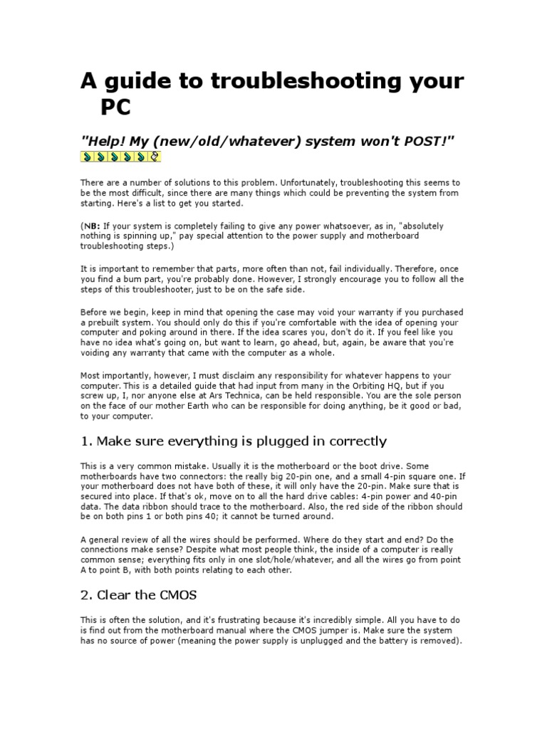 A Guide To Troubleshooting Your PC | PDF