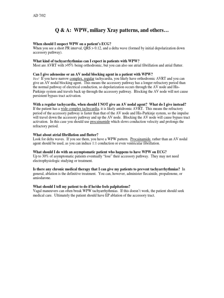 WPW Miliary Xray Patterns | PDF | Electrophysiology | Cardiovascular System