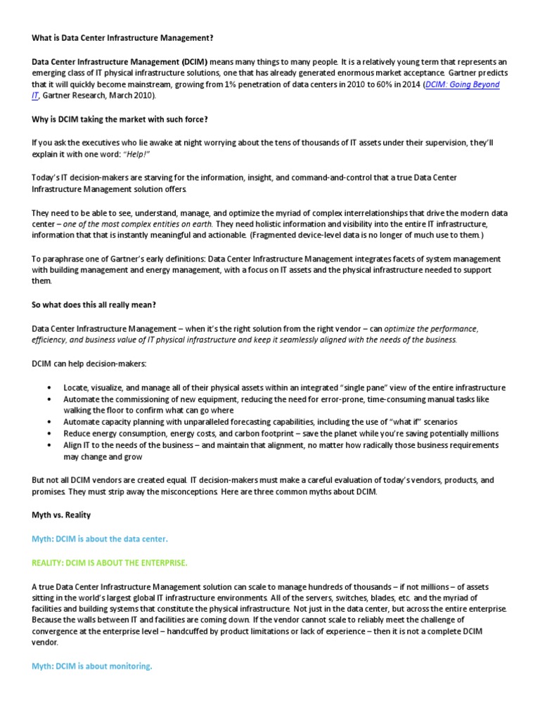 Understanding Data Center Infrastructure Management | PDF | Data Center ...