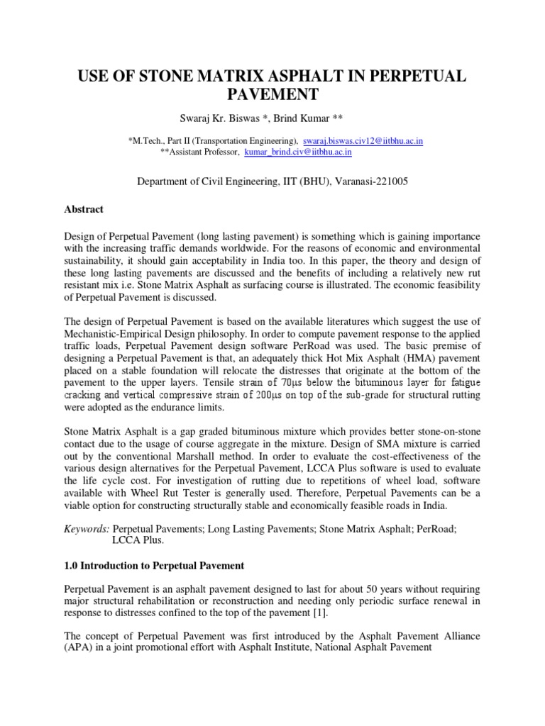 Use of Stone Matrix Asphalt in Perpetual Pavement | PDF | Road Surface ...