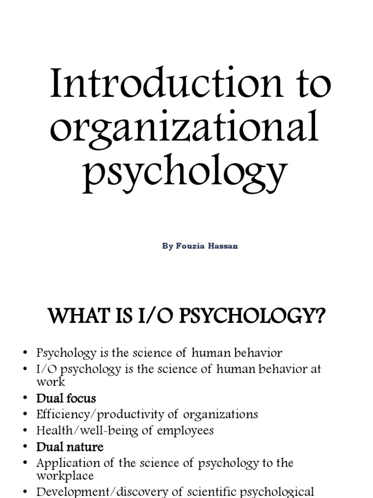 Introduction To Organizational Psychology | PDF | Industrial And ...