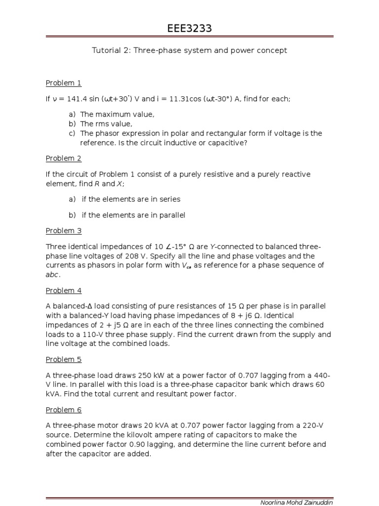 Tutorial 2 Power System | PDF | Series And Parallel Circuits ...