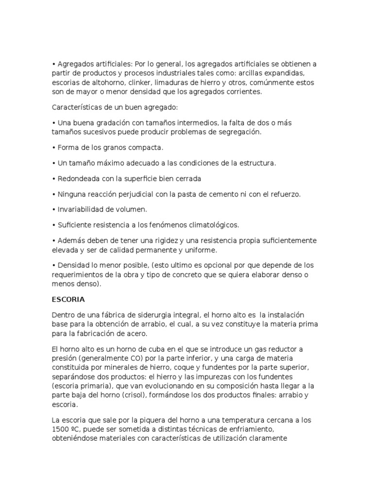 Agregados Artificiales y Escorias | PDF | Hormigón | Sustancias químicas