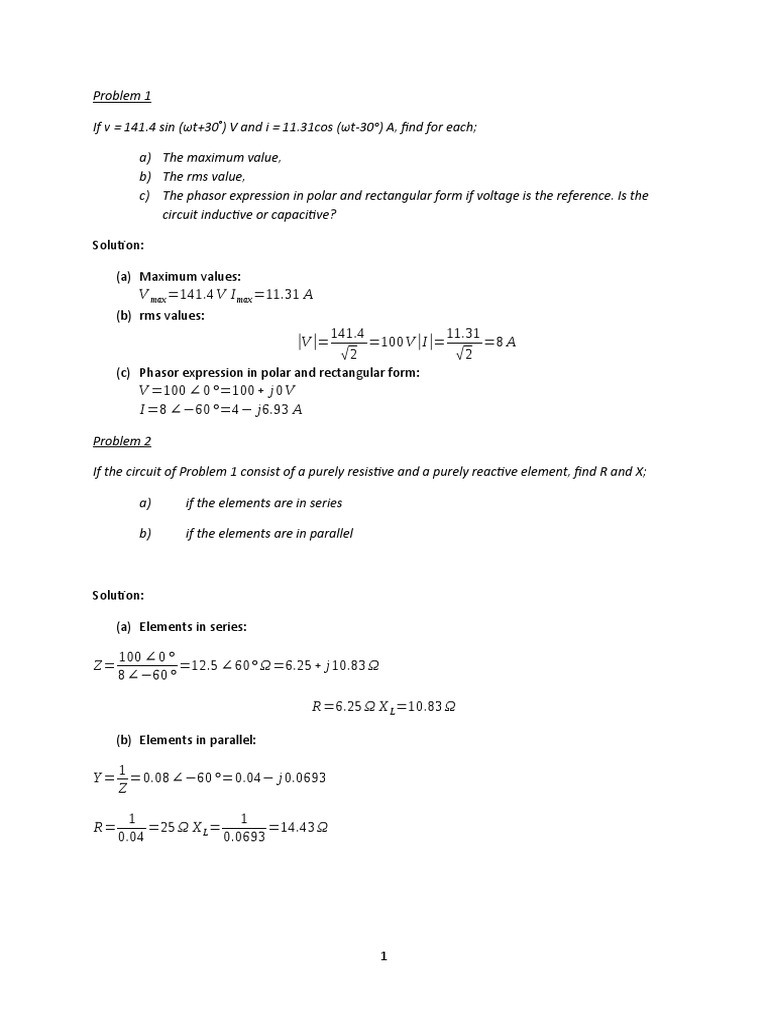 Tutorial 2 Solution | PDF | Ac Power | Metrology