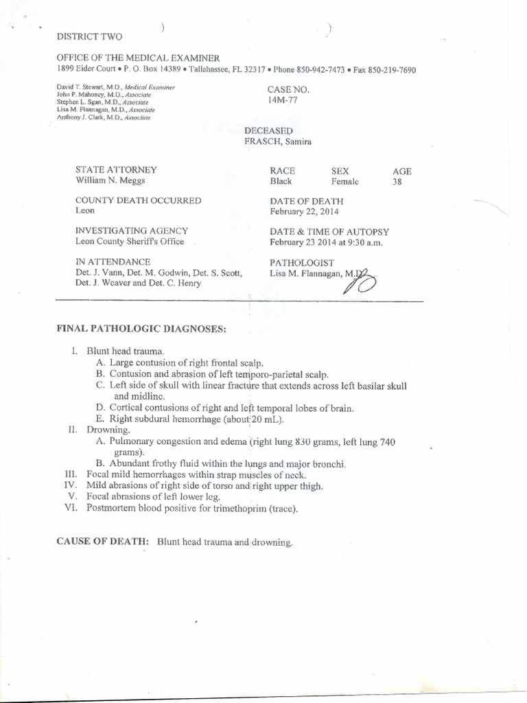 Samira's Autopsy Report | PDF