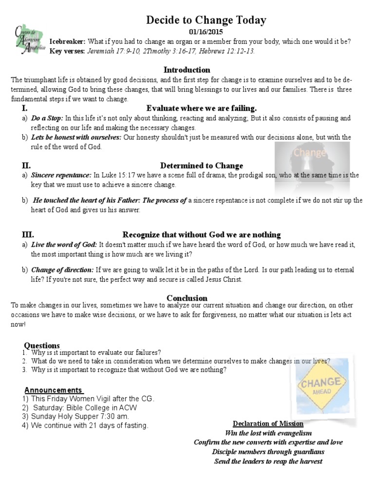 Decide To Change | PDF | Lifestyle