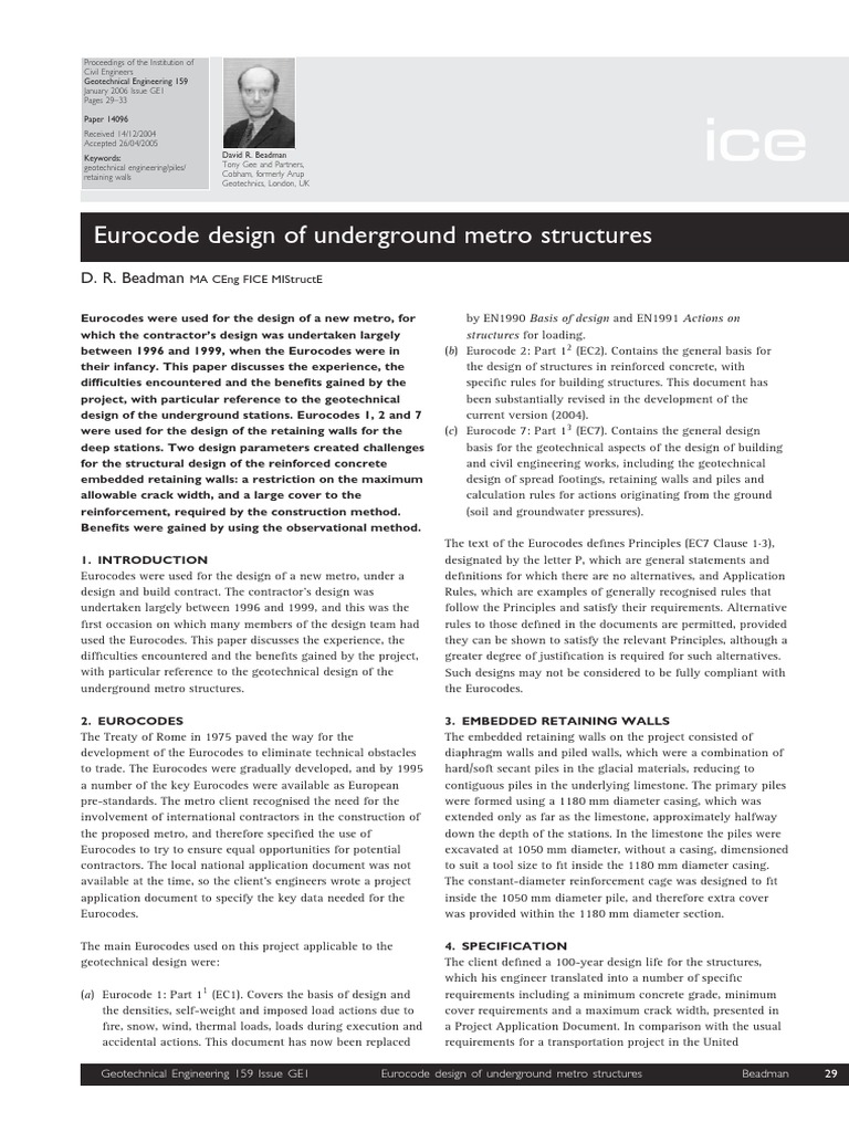 Eurocode Design of Underground Metro Structures | PDF | Deep Foundation ...