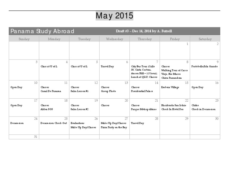 2015 Panama Schedule | PDF