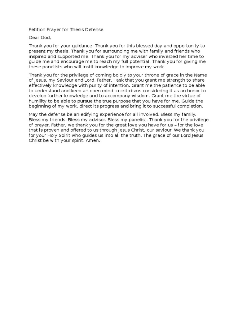 Prayer for Thesis Defense | PDF