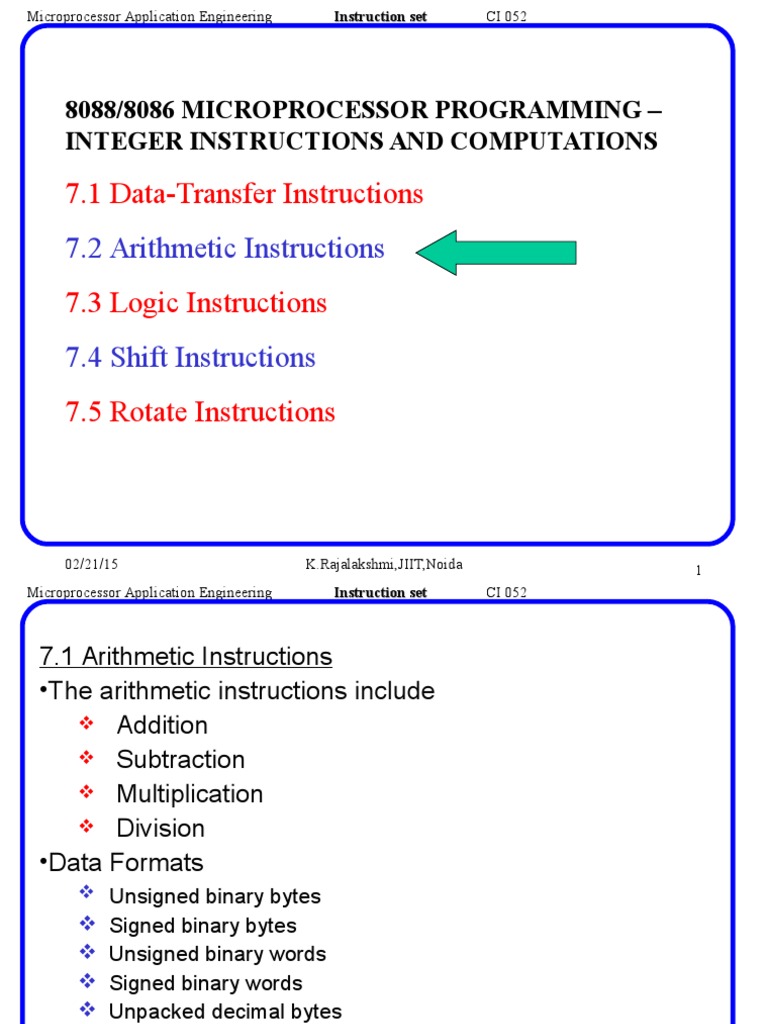 Lecture 10 (Arithmetic Instructions) | PDF | Byte | Binary Coded Decimal