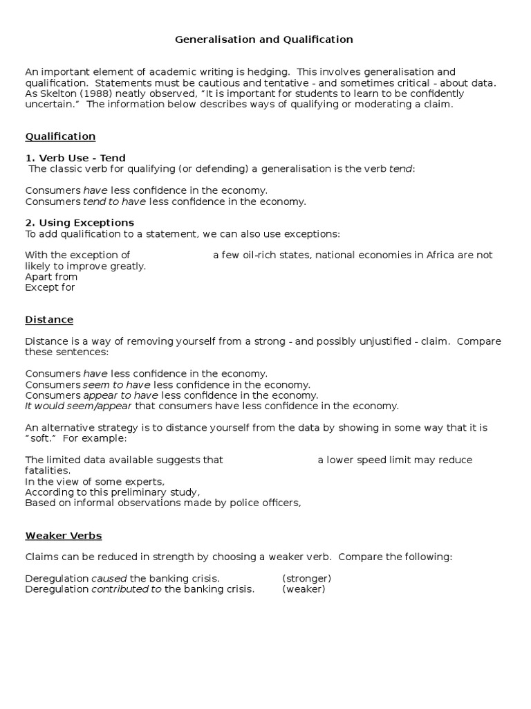 Generalisation and Qualification in Academic Writing | PDF | Traffic ...