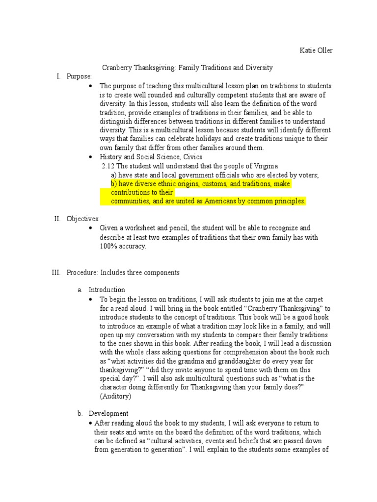 Multicultural Lesson Plan | PDF | Traditions | Educational Assessment