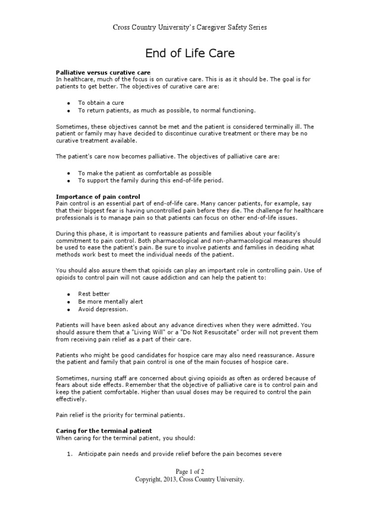 End of Life Care: Cross Country University's Caregiver Safety Series ...