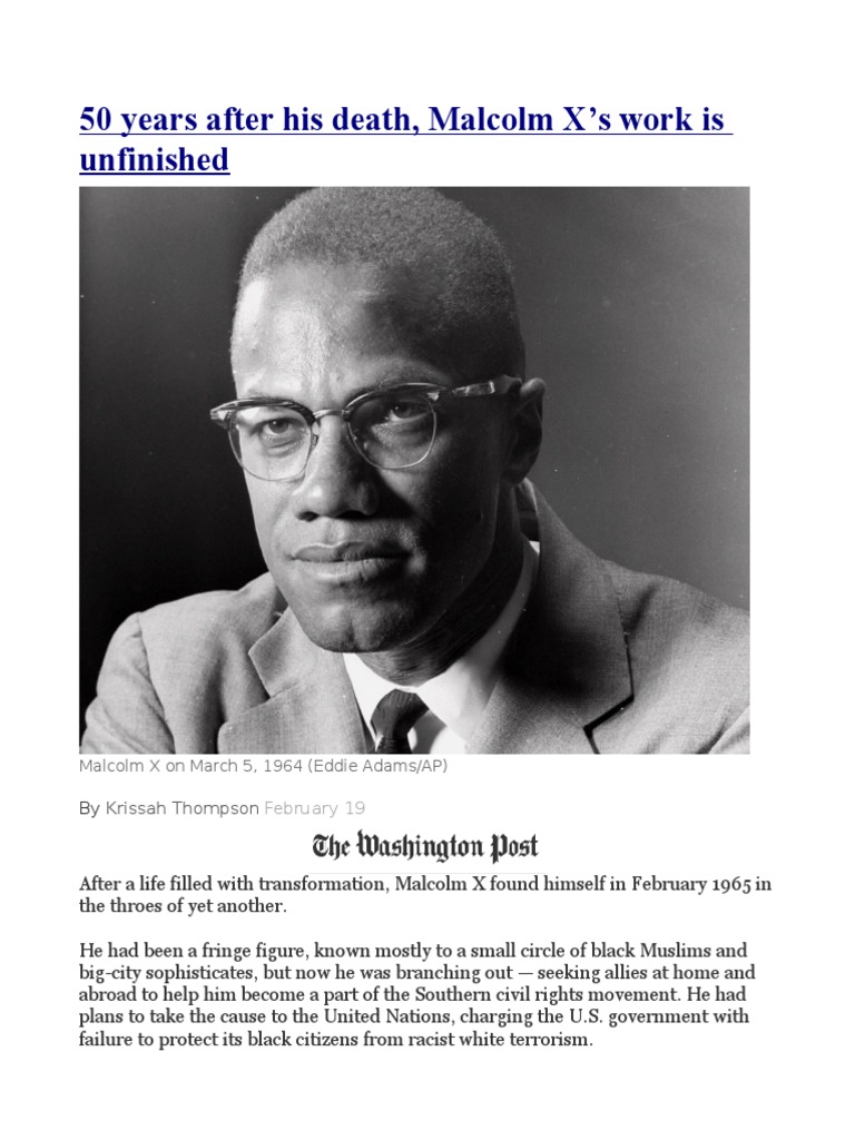 Malcolm X's Legacy: Unfinished Work | PDF | Malcolm X | African ...