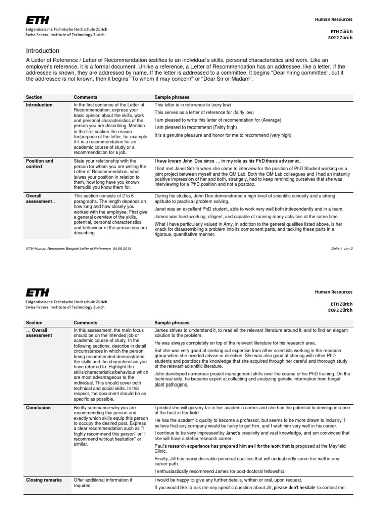 Beispiel Letter of Reference | PDF | Expert | Employment
