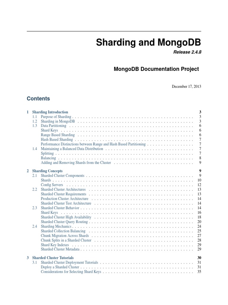 MongoDB Sharding Guide | PDF | Mongo Db | Scalability