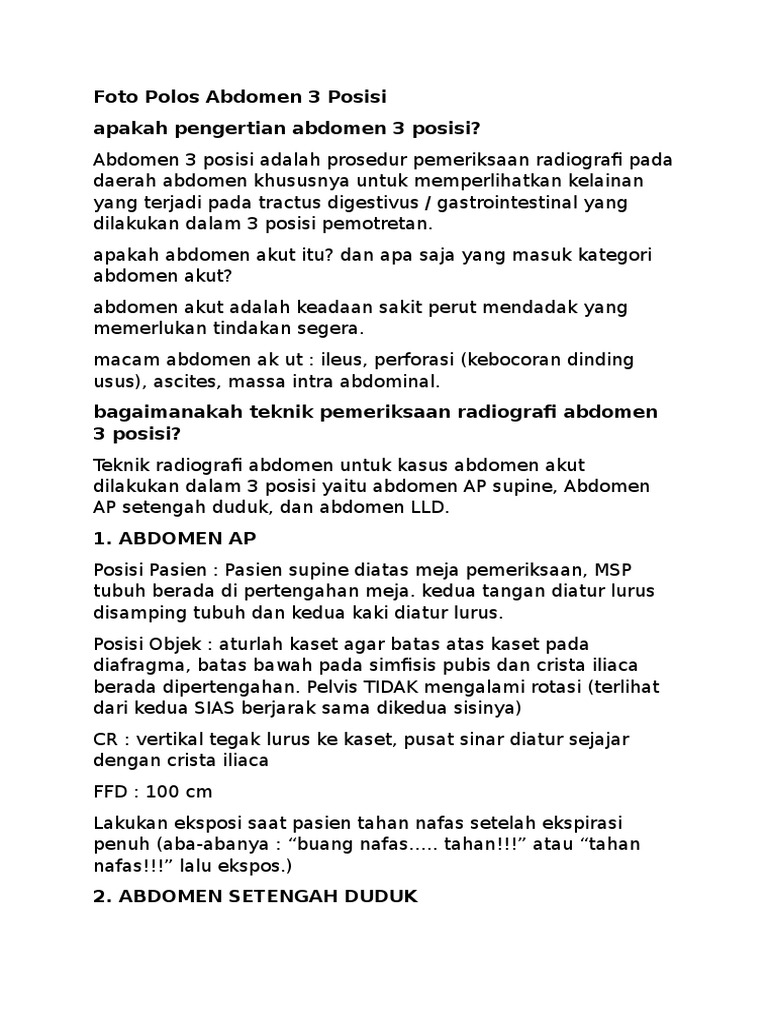 Foto Polos Abdomen 3 Posisi | PDF