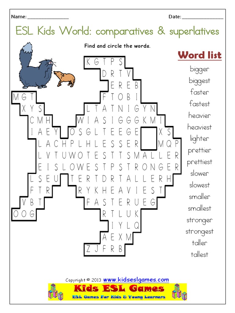 Comparatives and Superlatives Wordsearch | PDF